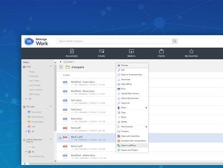 New in pdfDocs 4.5 U3: iManage Work 10 integration | Litera